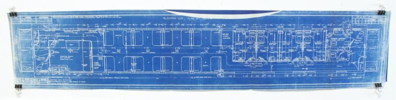 Pullman Passenger Sleeping Car Plan Train Blueprint 4022A 68-B-92 43 ...